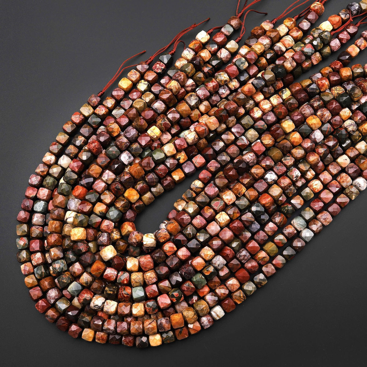 Faceted Natural Red Creek Jasper Bead 7mm 8mm Cube Beads Earthy Red Gr – Intrinsic Trading