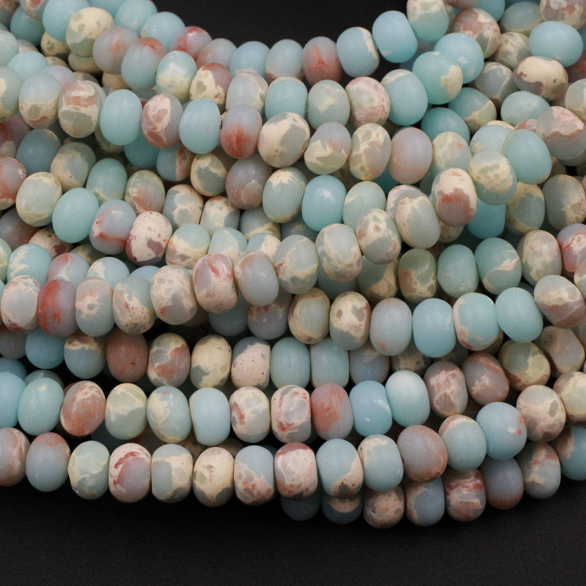 Matte Impression Jasper Rondelle Beads 6mm 8mm | Aka Aqua Terra Jasper – Intrinsic Trading