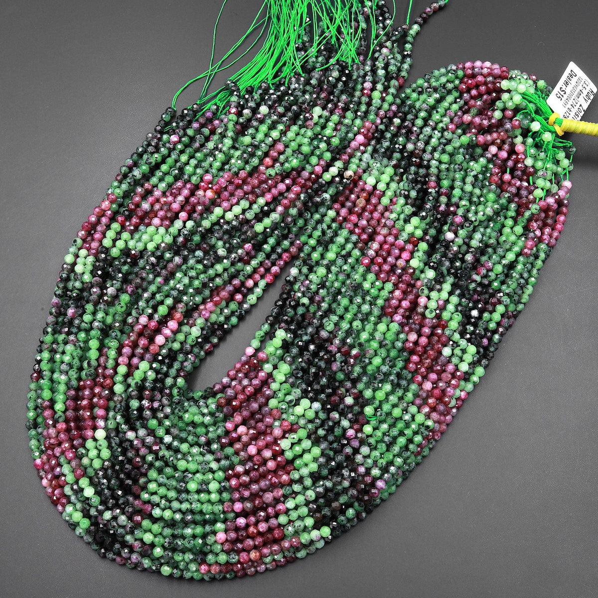 Faceted Natural Red Ruby Green Zoisite 3mm 4mm Faceted Round Beads Las – Intrinsic Trading