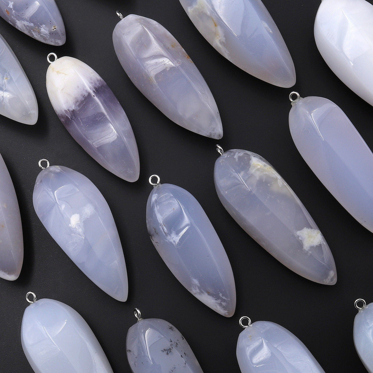 Natural Angel Chalcedony Pendant Teardrop Pendulum Point – Intrinsic Trading