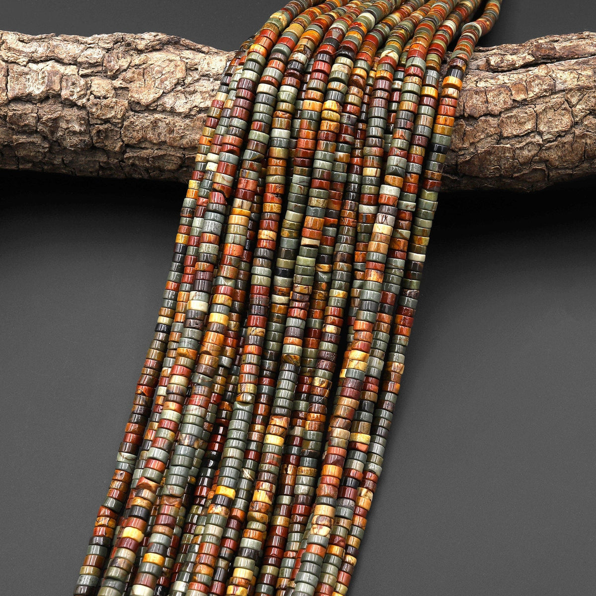 AAA Natural Red Creek Jasper Beads 4mm 6mm 8mm Heishi Rondelle Aka Mul – Intrinsic Trading