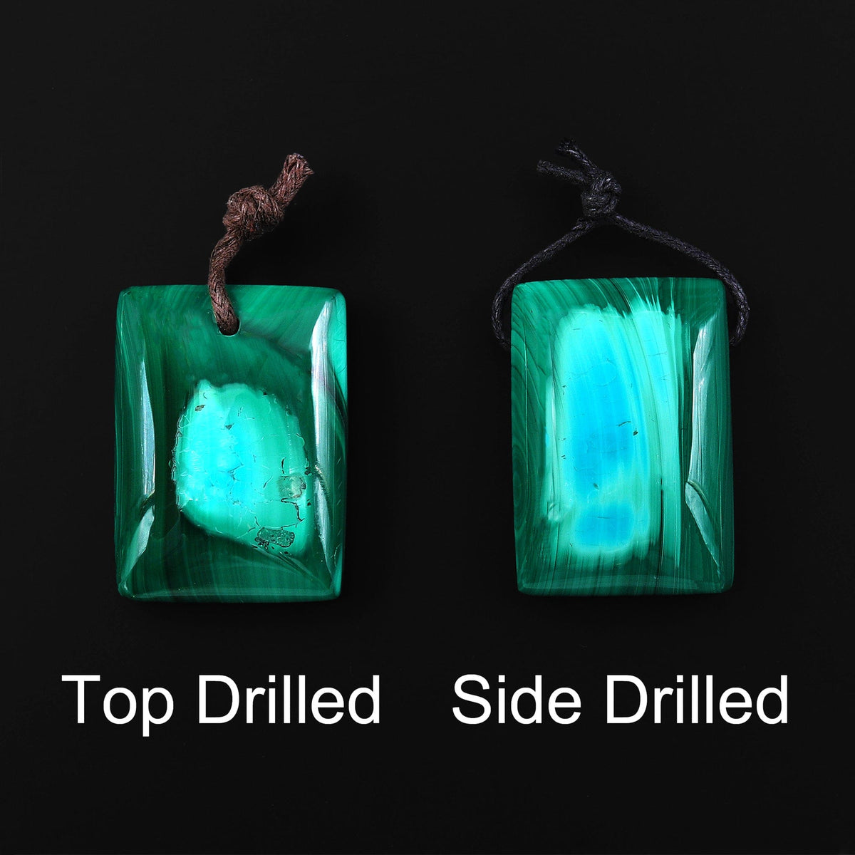 Extremely Rare Natural Blue Chrysocolla Green Malachite Rectangle Pend ...