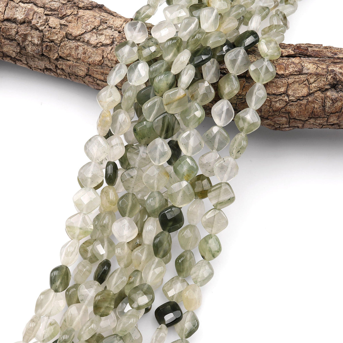 AAA Faceted Natural Green Actinolite In Quartz Beads Diamond Square 15 ...