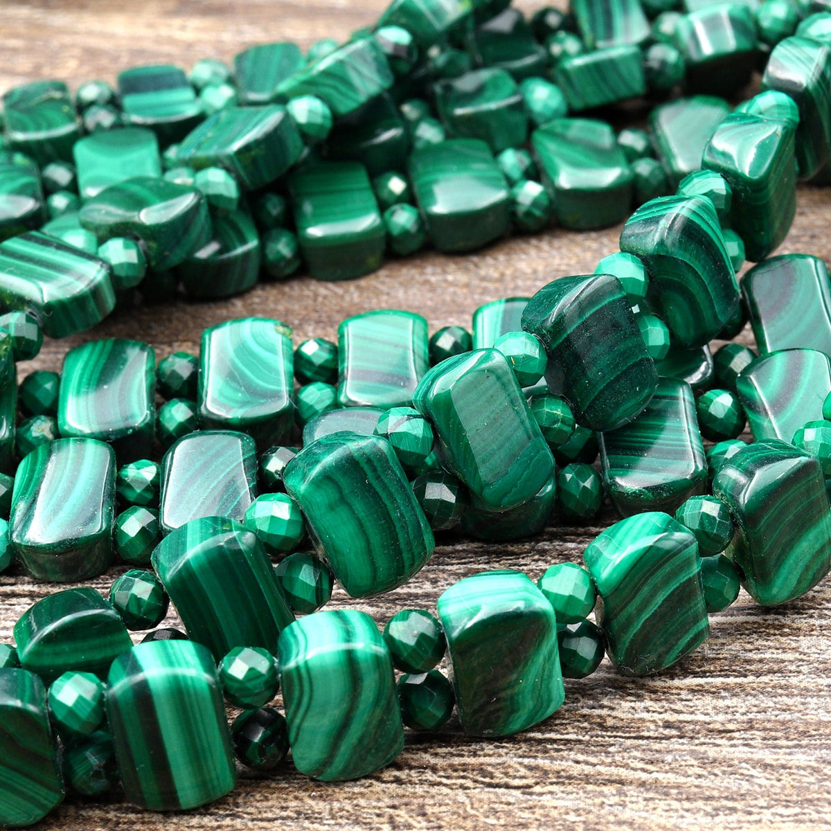 AAA Double Drilled Natural Malachite Rectangle Bracelet Gemstone Beads ...