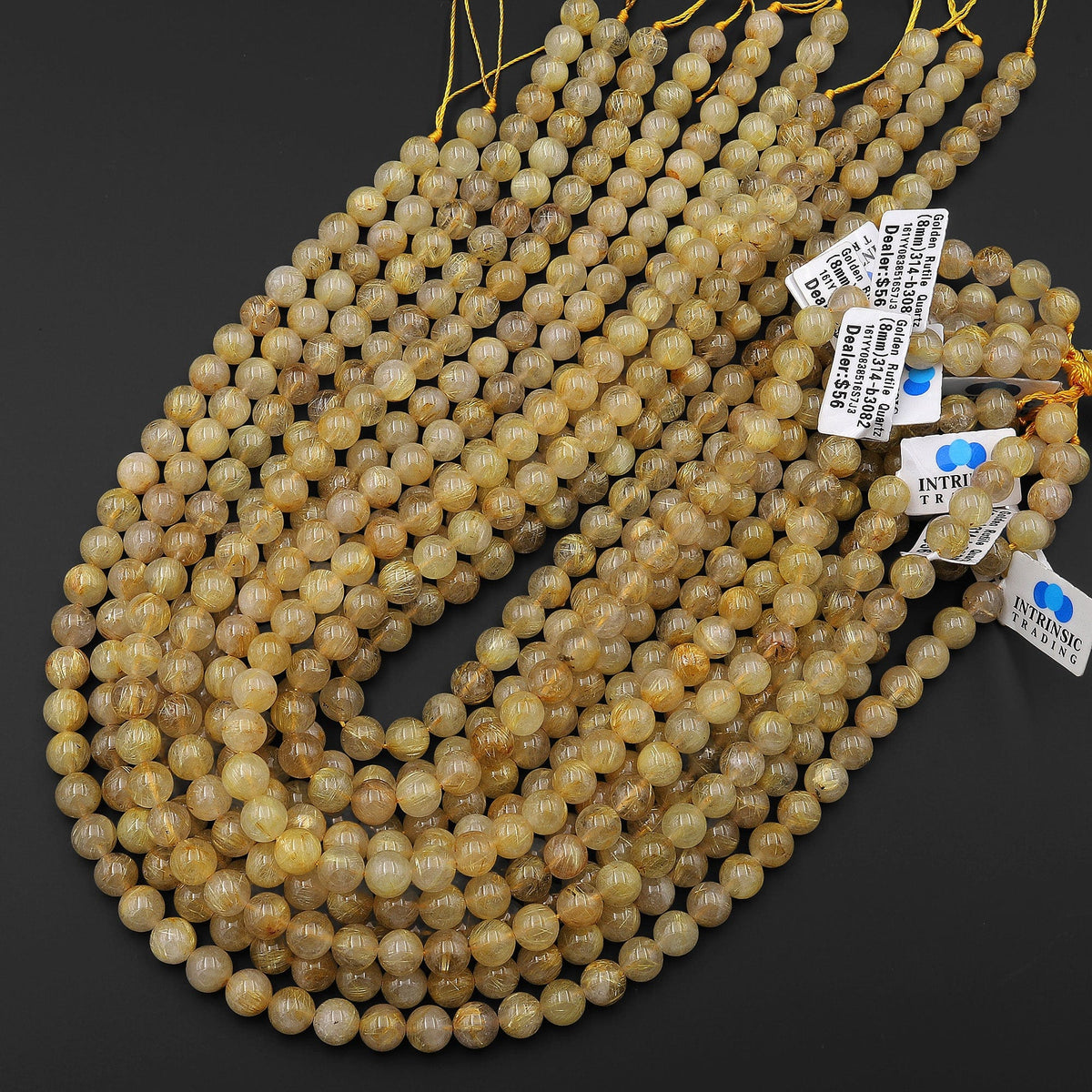 Natural Bright Golden Yellow Rutile Quartz 4mm 6mm 8mm Round Beads 15 ...