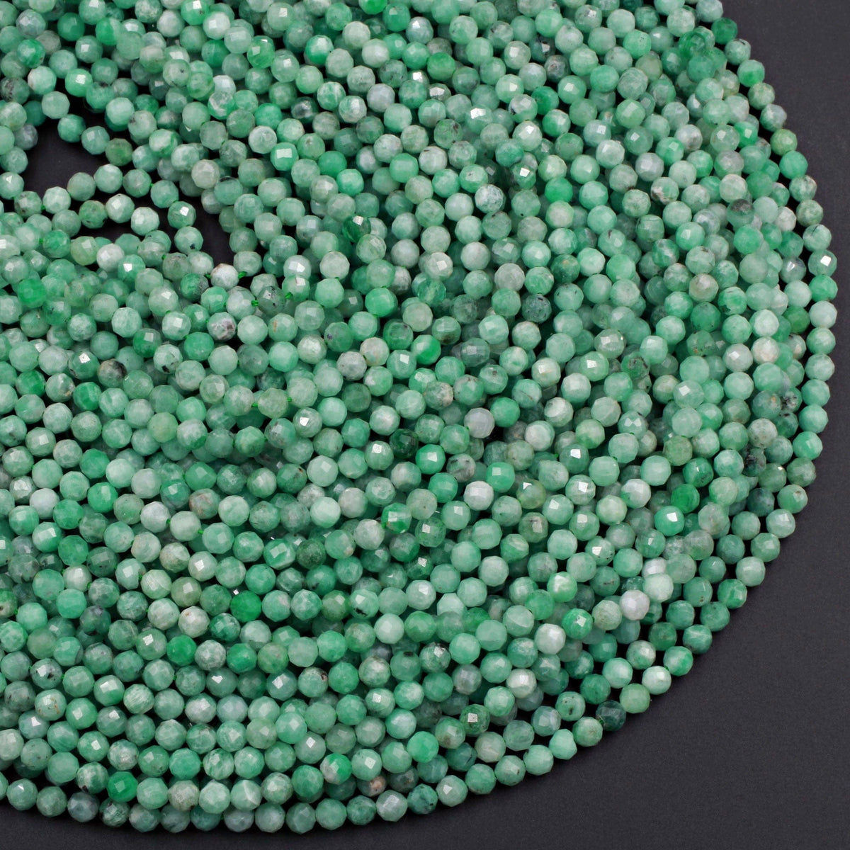 Real Genuine Natural Green Emerald Gemstone Faceted 2mm 3mm 4mm Round ...