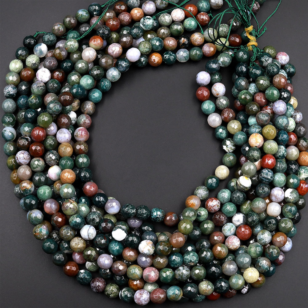 Faceted Natural Indian Agate 4mm 6mm 8mm 10mm Round Beads Aka Fancy Ja ...