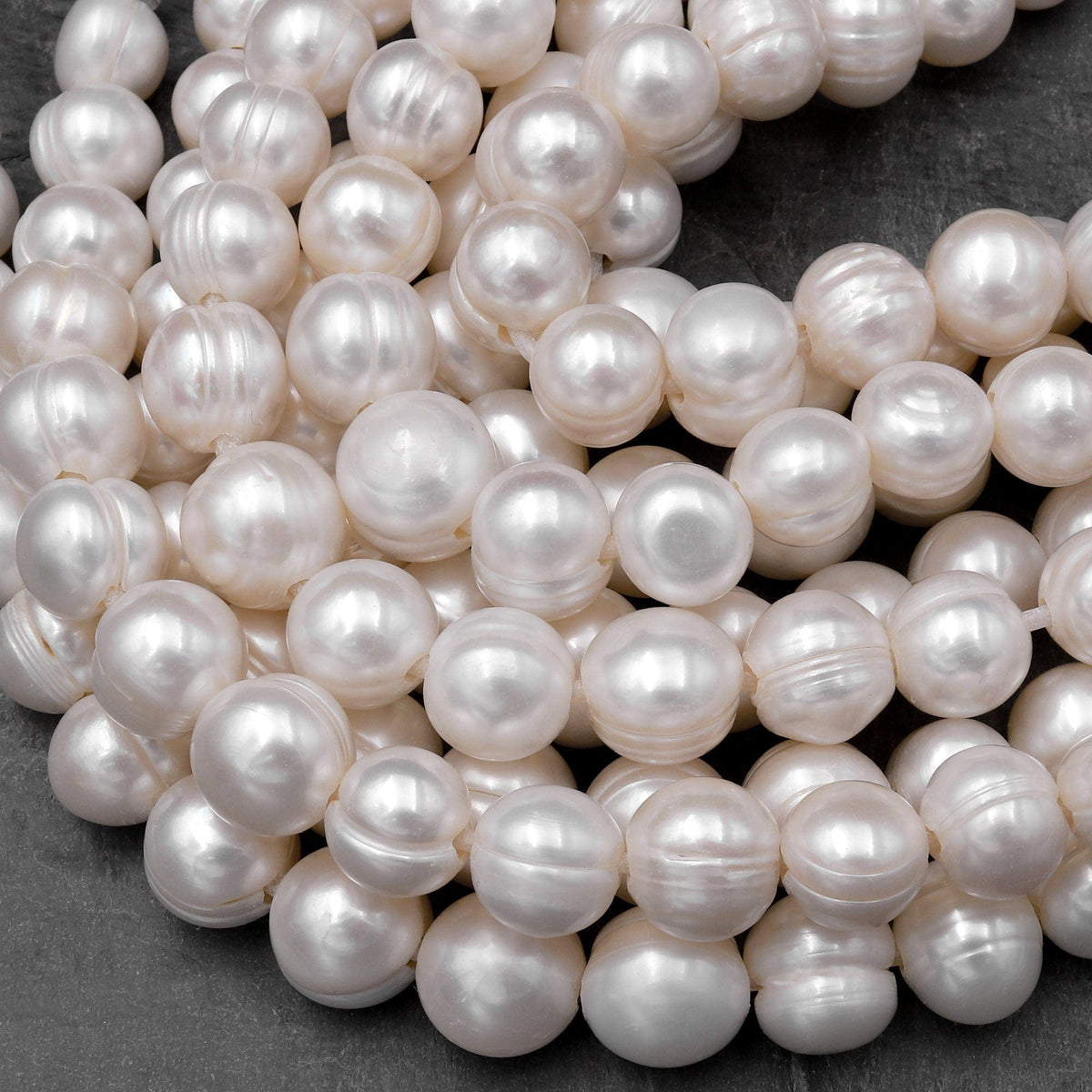 Large Hole Pearls Beads Genuine White Freshwater Pearl 10mm Round 8