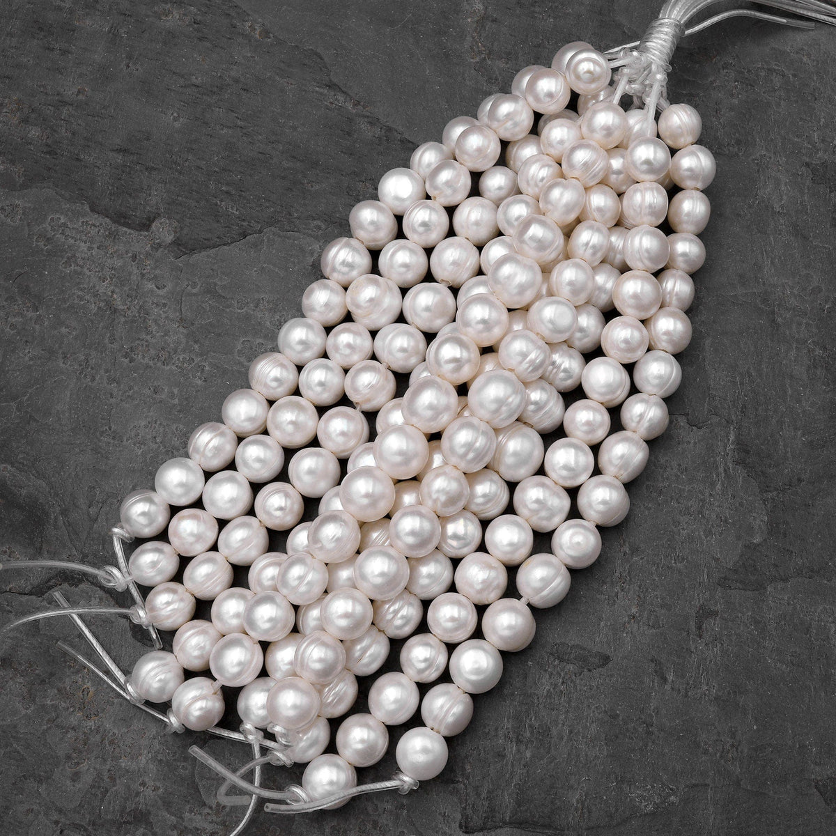 Large Hole Pearls Beads Genuine White Freshwater Pearl 10mm Round 8" S ...