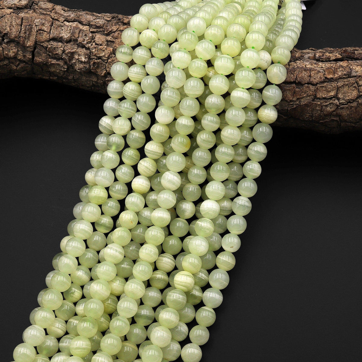 AAA Natural Green Calcite Round Beads 8mm 10mm 15.5" Strand – Intrinsic ...