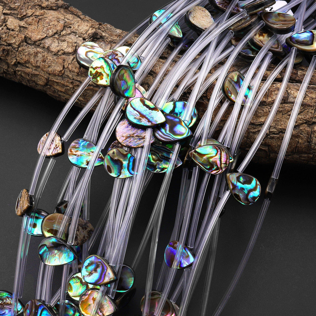 Real Natural Abalone Shell Beads Mermaid Shards Side Drilled Teardrop ...