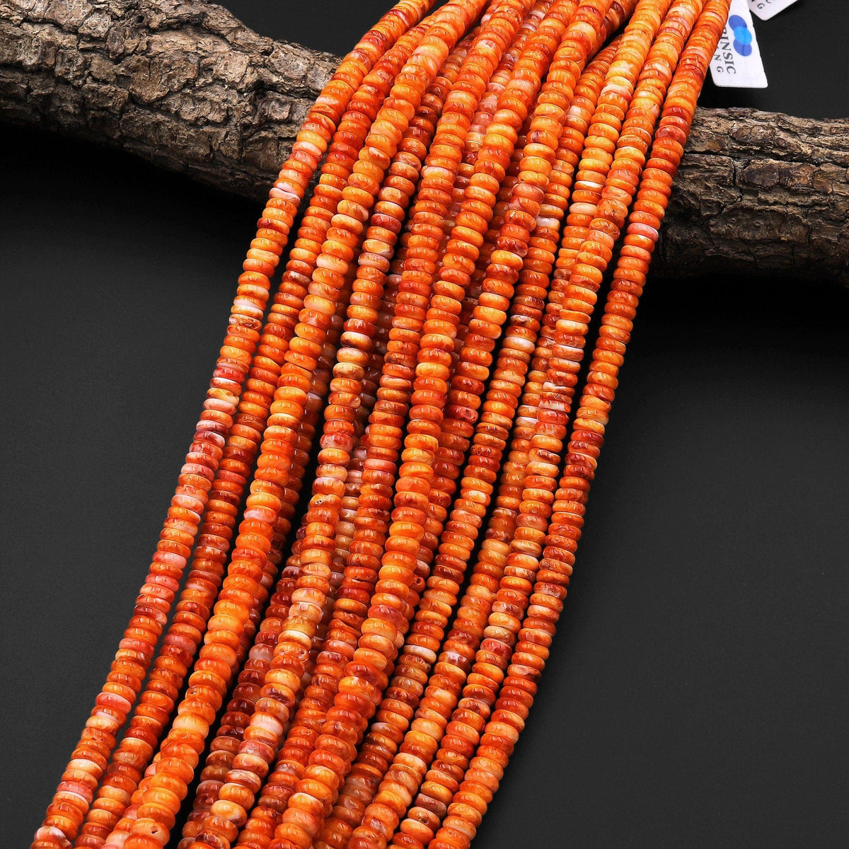 AAA Natural Orange Spiny Oyster Thin Rondelle Heishi Beads 6mm Gemston ...