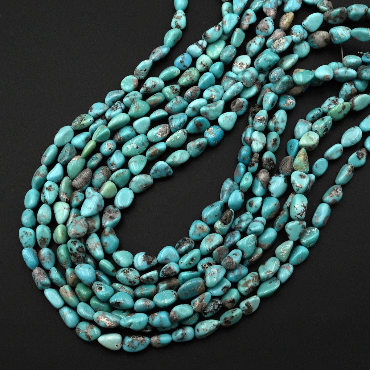 Real Natural Blue Turquoise Freeform Pebble Beads Nuggets Gemstone 15 ...