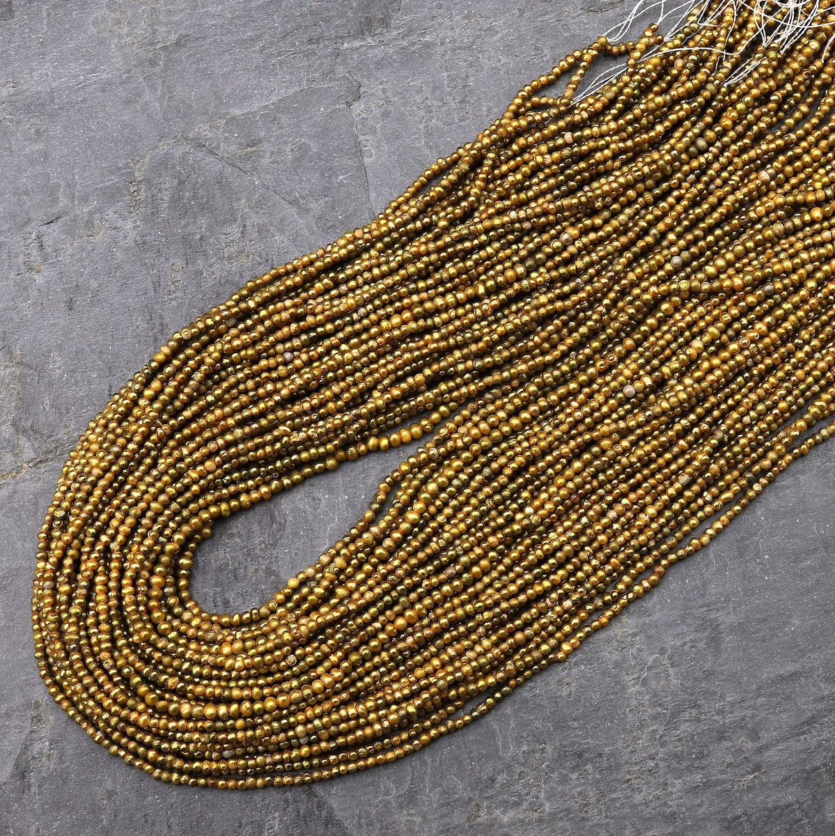 Genuine Freshwater Earthy Gold Seed Pearls 2mm Off Round Pearl Beads 1 ...