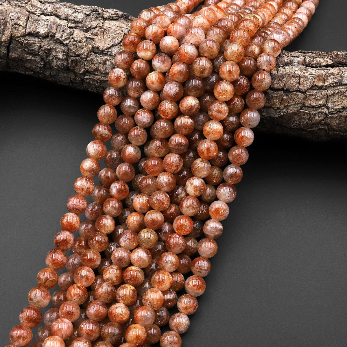 Fiery Natural Sunstone Round Beads 6mm 7mm 8mm Feldspar Golden Glitter ...