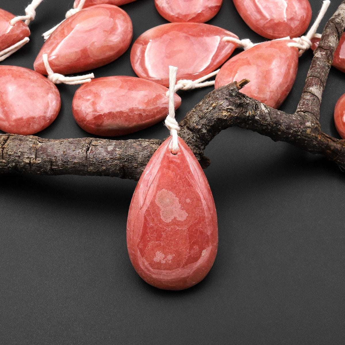 AAA Gemmy Natural Red Rhodochrosite Teardrop Gemstone Pendant from Arg ...