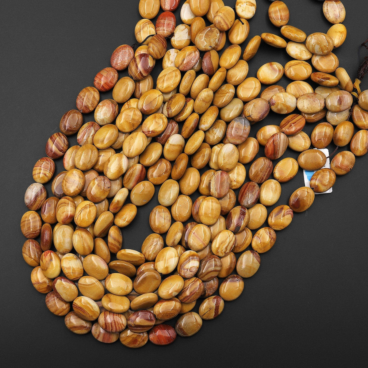 Natural Polychrome Landscape Ocean Jasper Smooth Oval Beads Earthy Yel ...