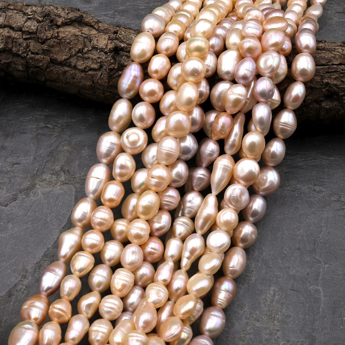 AAA Peach Pink Nugget Pearl Genuine Natural Freshwater Pearl 15.5" Str ...
