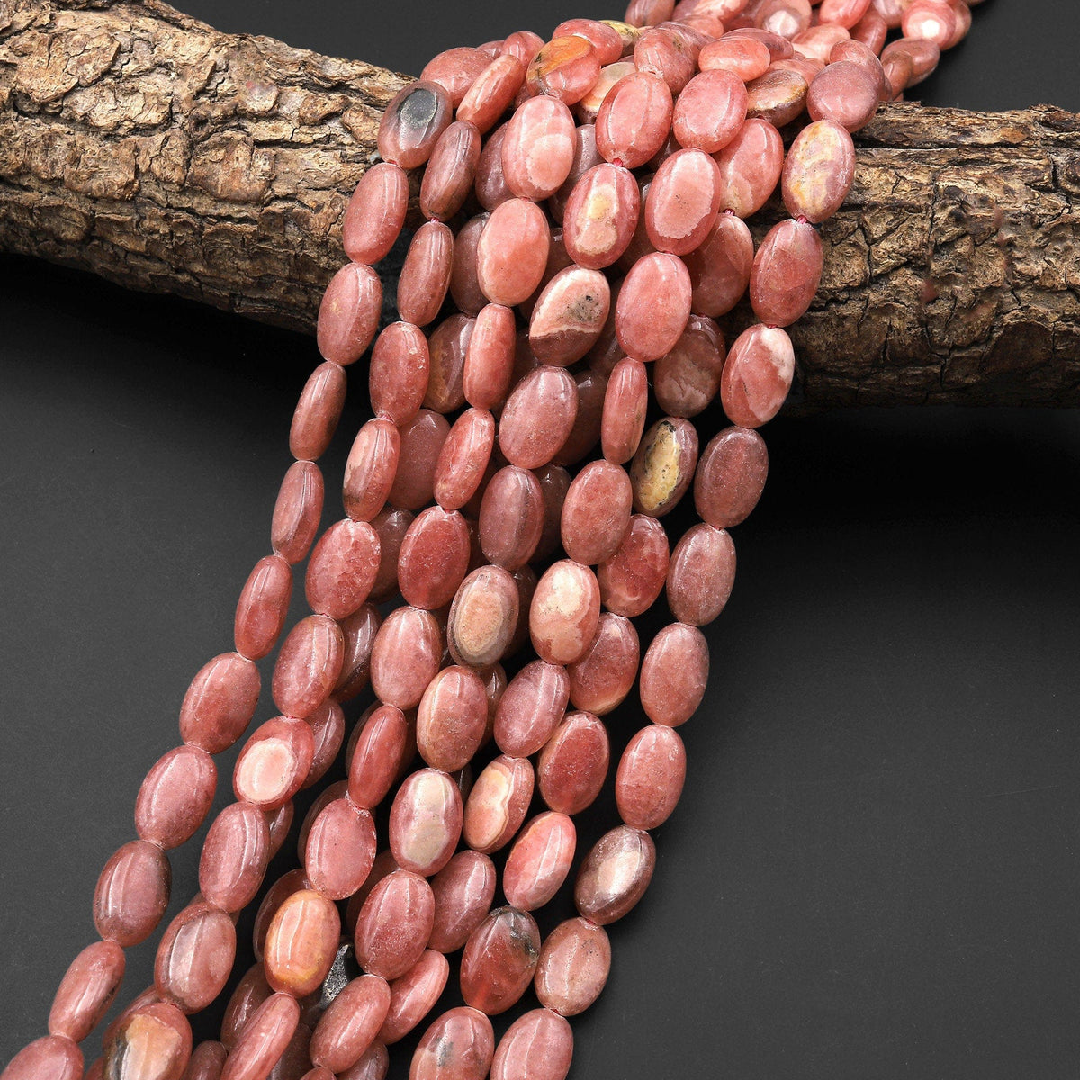 Natural Pink Rhodochrosite Beads Oval Nuggets 12x8mm 15.5" Strand ...