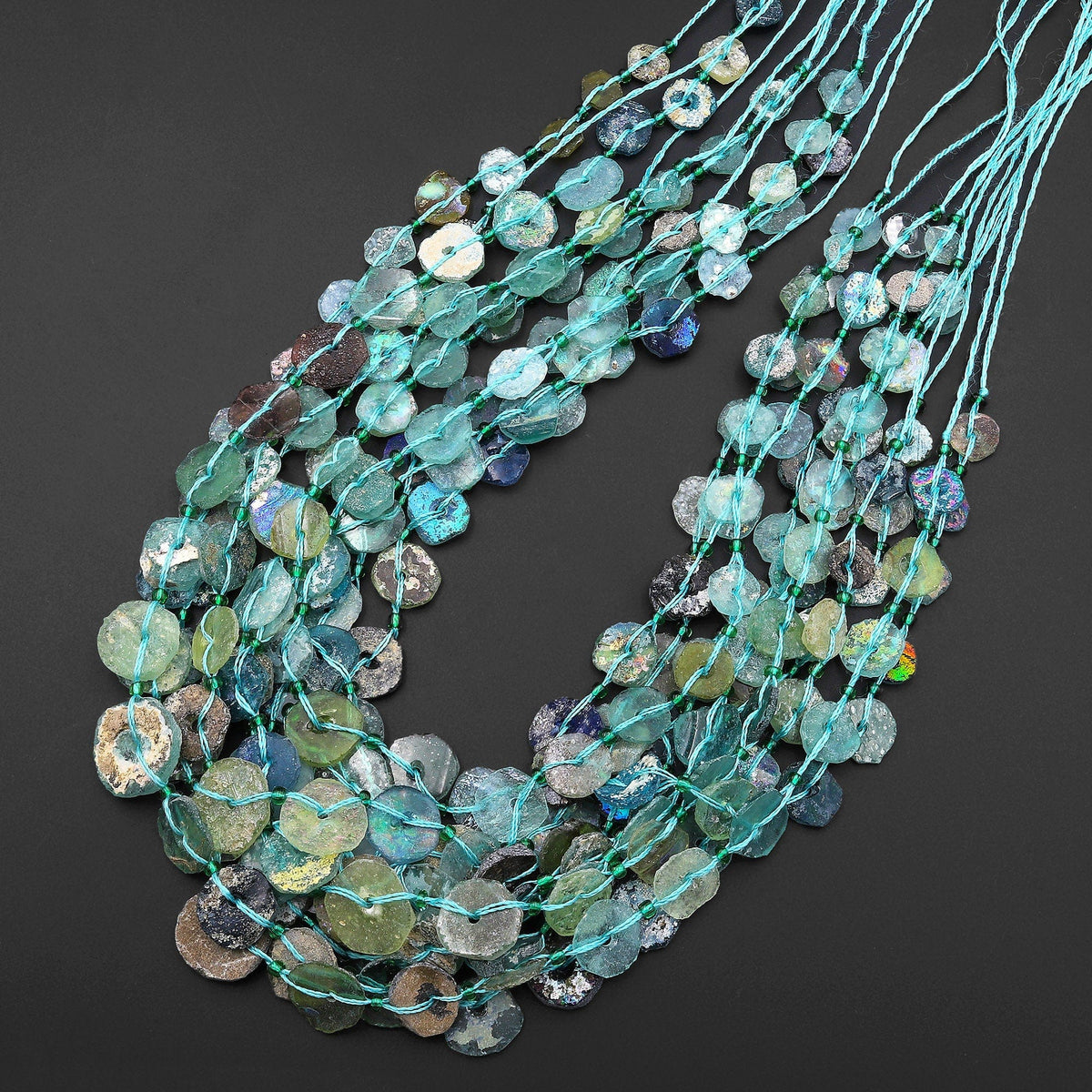 Genuine Ancient Roman Glass Coin Beads Antique Vintage 15" Strand ...
