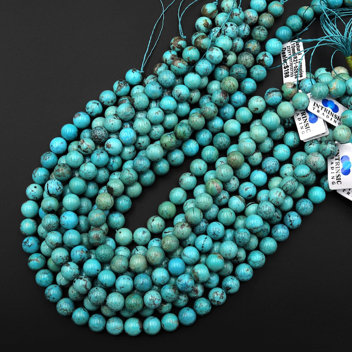 Real Genuine Natural Blue Turquoise 10mm Smooth Round Beads 15.5" Stra ...