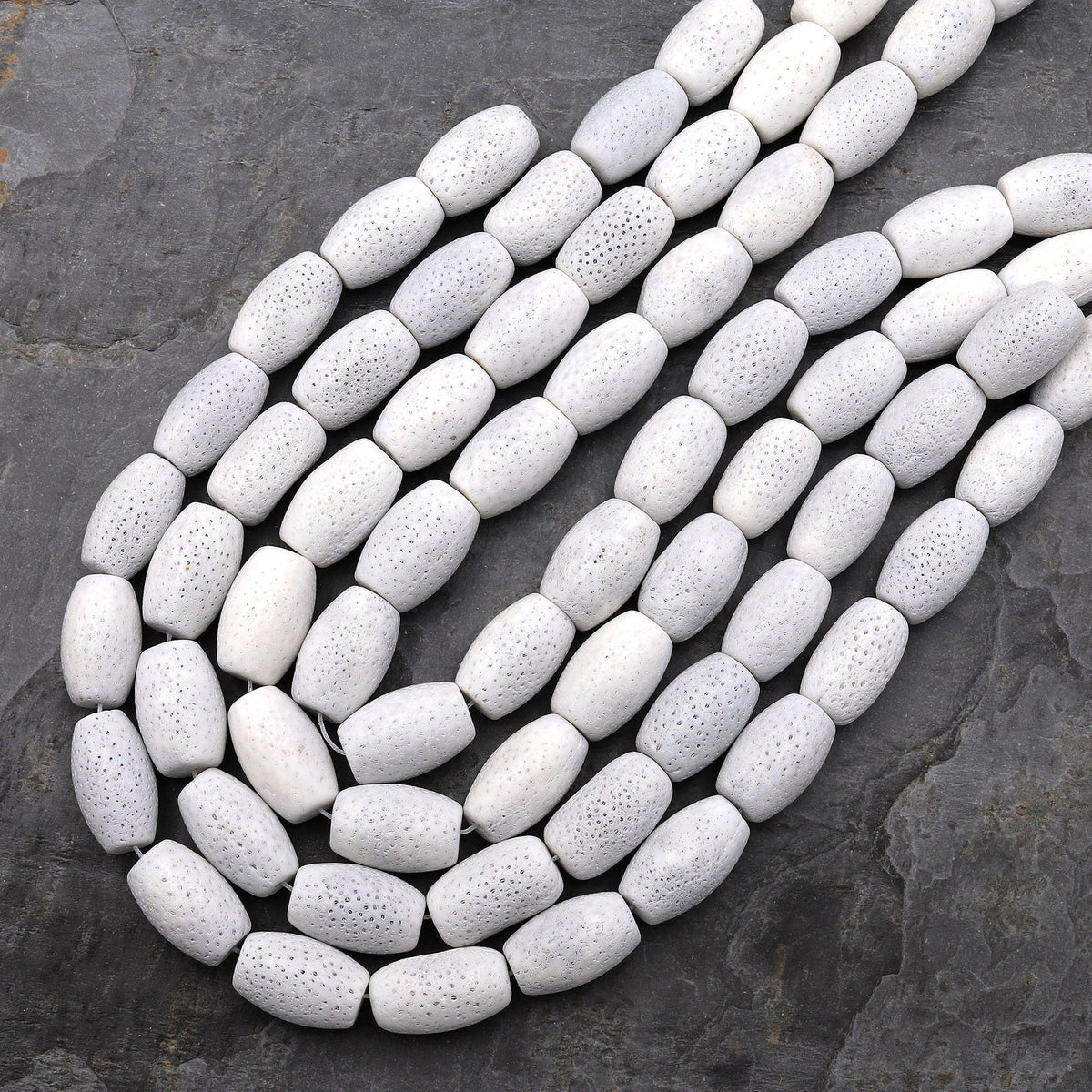 Large Natural White Sponge Coral Beads Long Drum Cylinder Tube Gemston ...