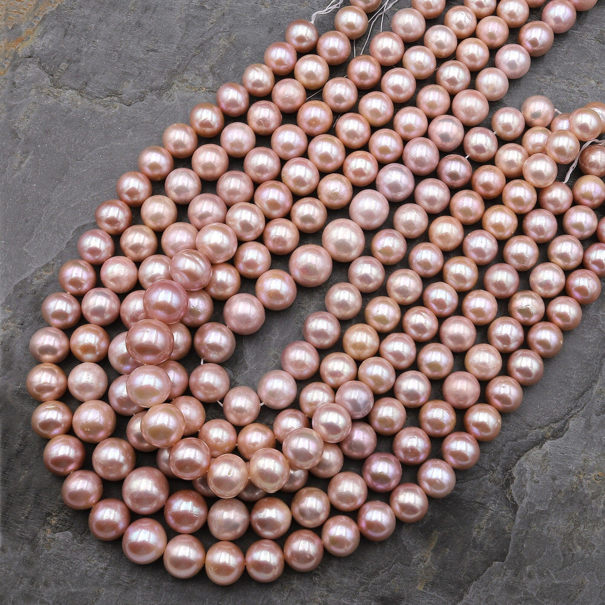 AAA Large Real Mauve Pink Edison Freshwater Pearl 12mm Round Iridescen ...