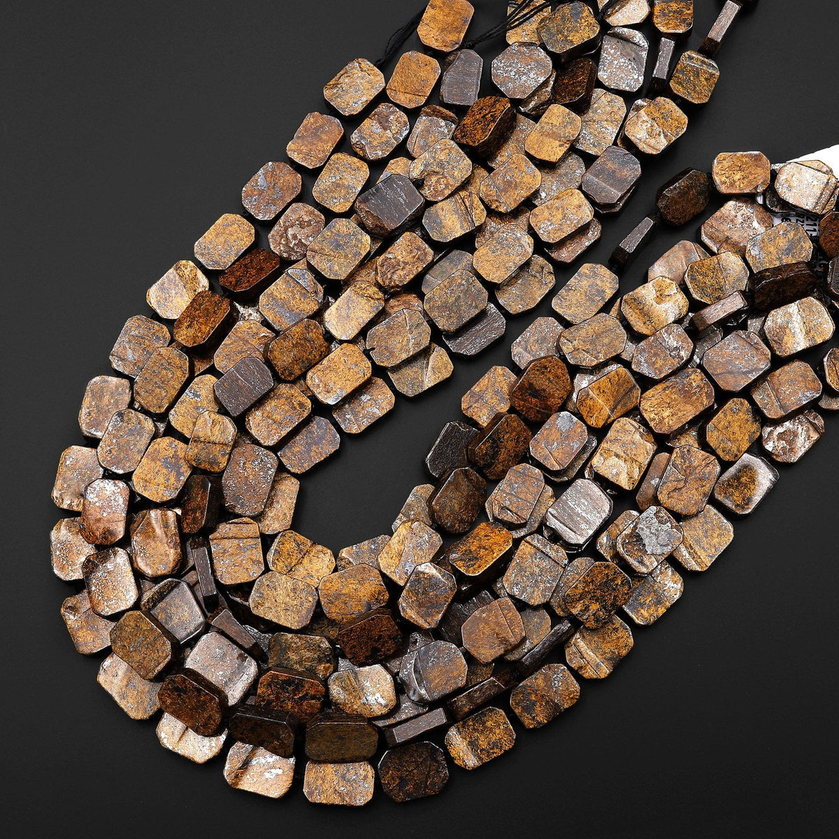 Natural Bronzite Rounded Rectangle Beads Stone 15.5" Strand – Intrinsic Trading