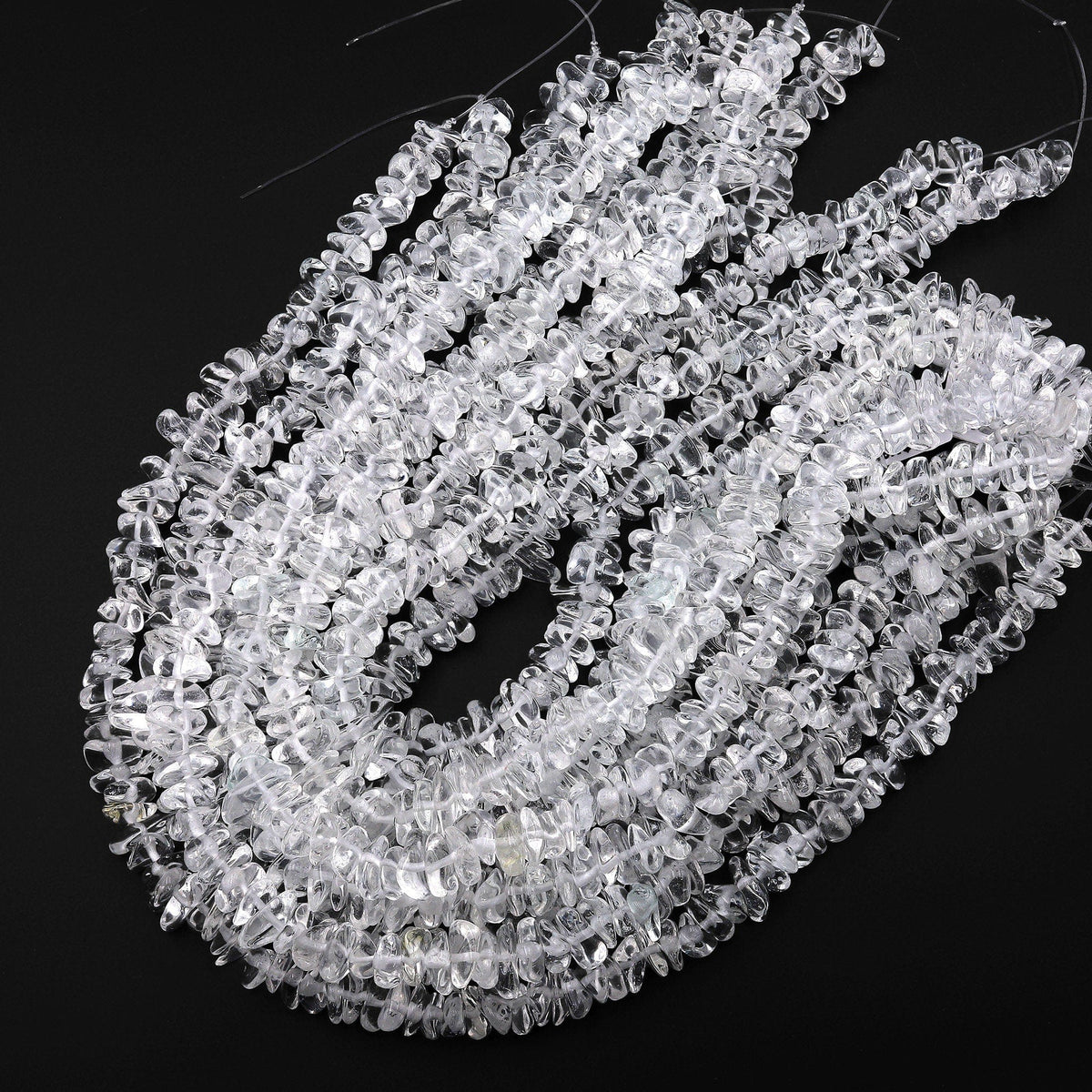 Super Clear Natural Rock Crystal Quartz Center Drilled Freeform Rondel ...