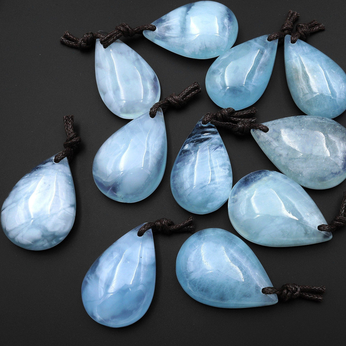 Translucent Natural Blue Aquamarine Teardrop Pendant Gemstone ...