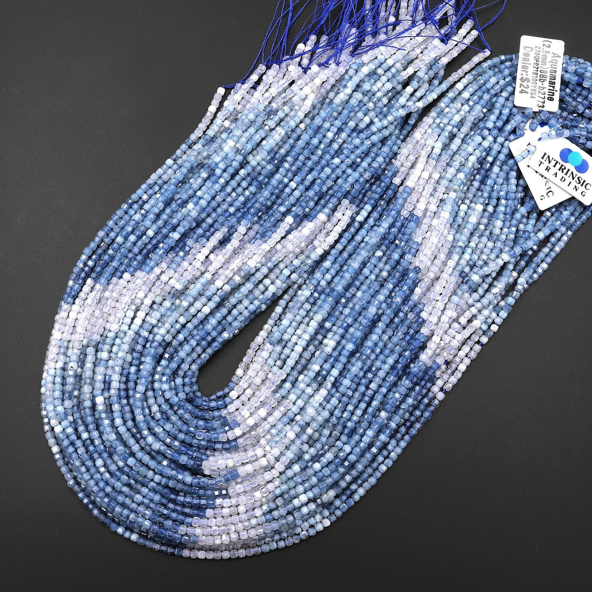 Natural Santa Maria Blue Aquamarine Faceted 2mm 3mm Cube Beads Ombre S ...