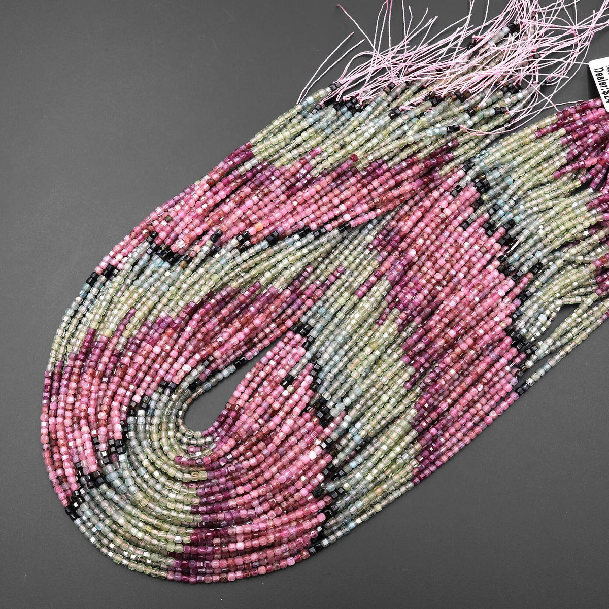 Natural Multicolor Fuchsia Pink Blue Green Tourmaline Faceted 2mm Cube ...