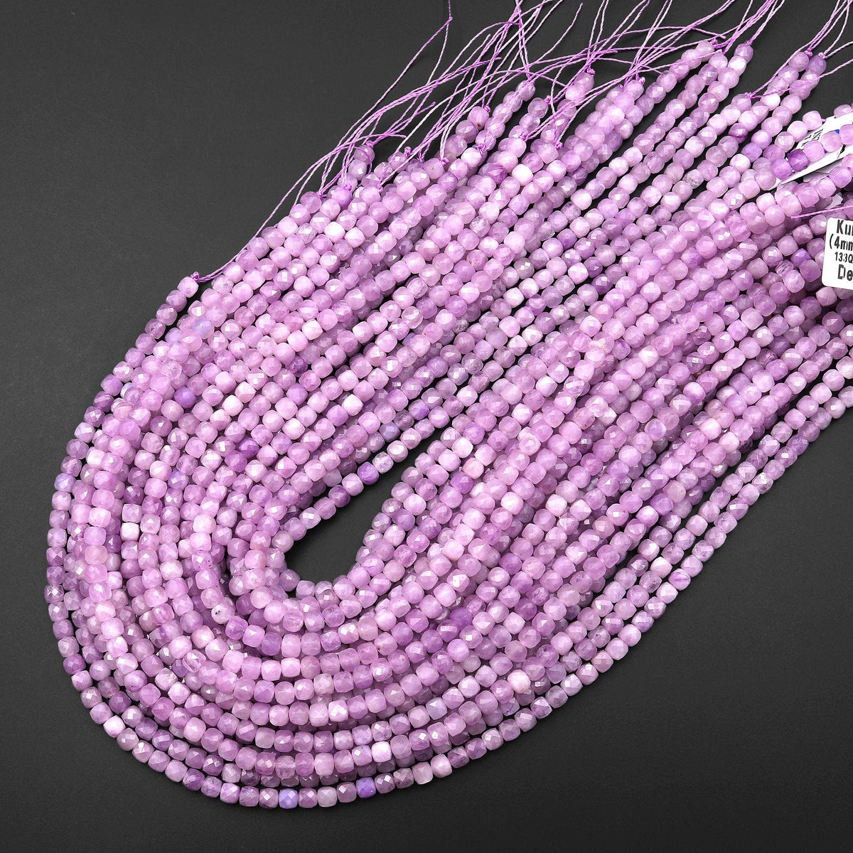 AAA Faceted Natural Violet Purple Kunzite 3mm 4mm Cube Beads Gemstone ...