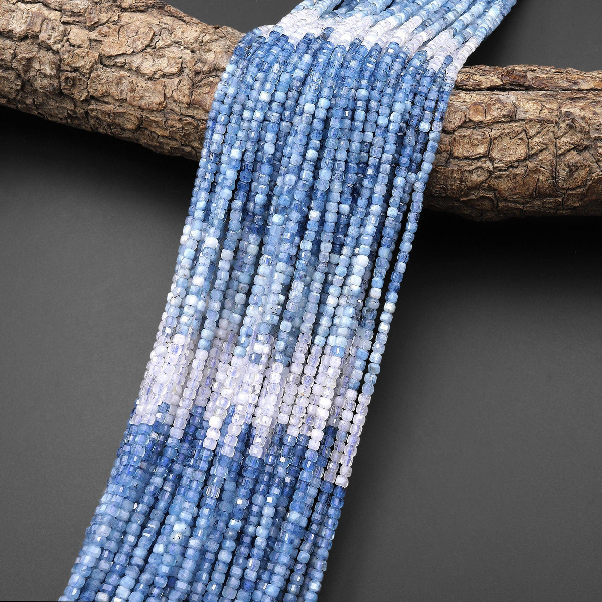 Natural Santa Maria Blue Aquamarine Faceted 2mm 3mm Cube Beads Ombre S ...