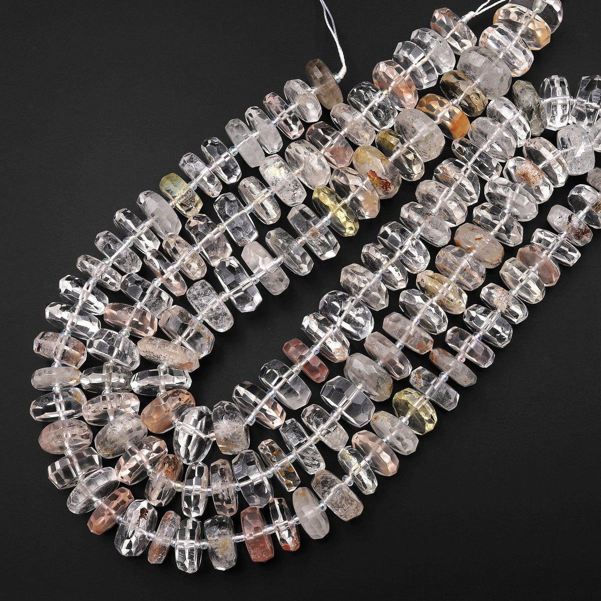 Natural Brazilian Rock Crystal Quartz Beads W/ Golden Copper Red Iron ...