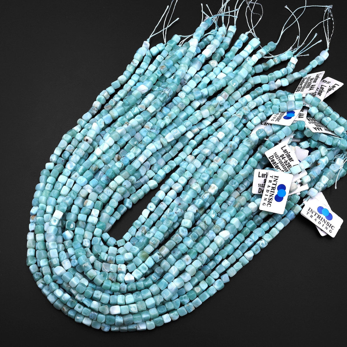 AAA Natural Blue Larimar Beads Freeform Cube Nuggets Real Larimar Gems ...