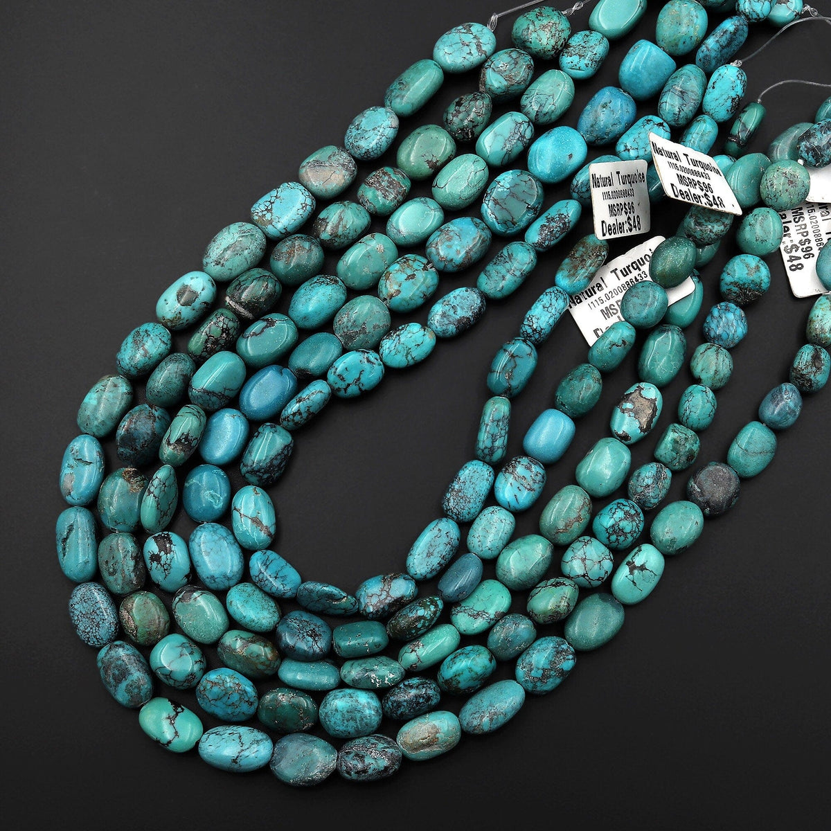 Genuine Natural Smoky Blue Turquoise Nugget Beads 12mm 15.5" Strand ...