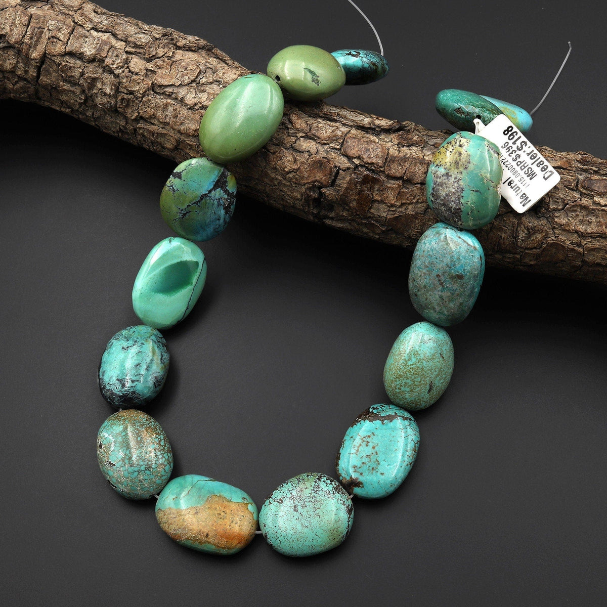 Large Genuine Natural Green Turquoise Nugget Beads 26mm 30mm 15.5" Str ...