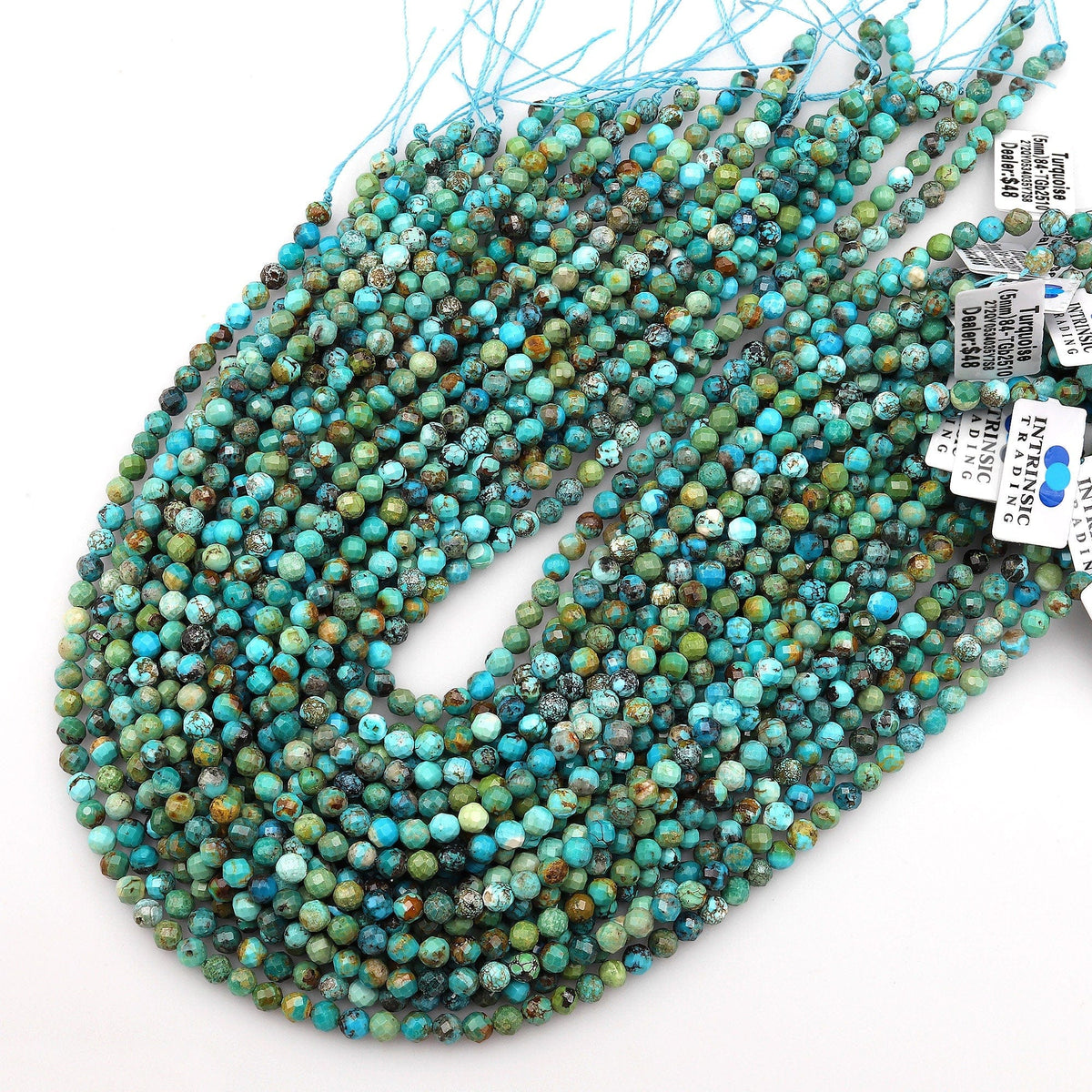 Faceted Natural Turquoise 3mm 4mm 5mm Round Beads Real Genuine Vibrant ...