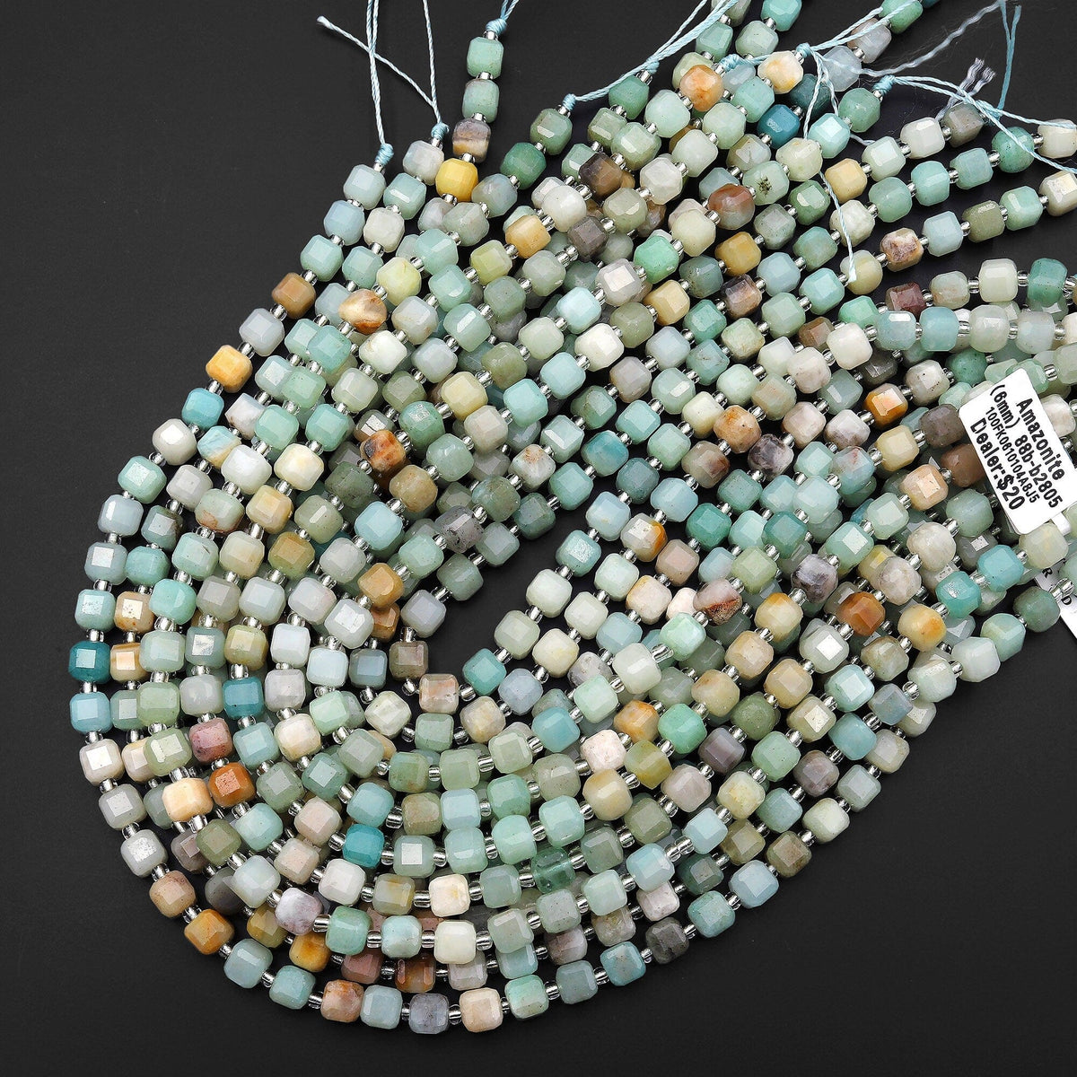 Faceted Natural Amazonite 6mm Rubic Cube Beads 15.5" Strand – Intrinsic ...