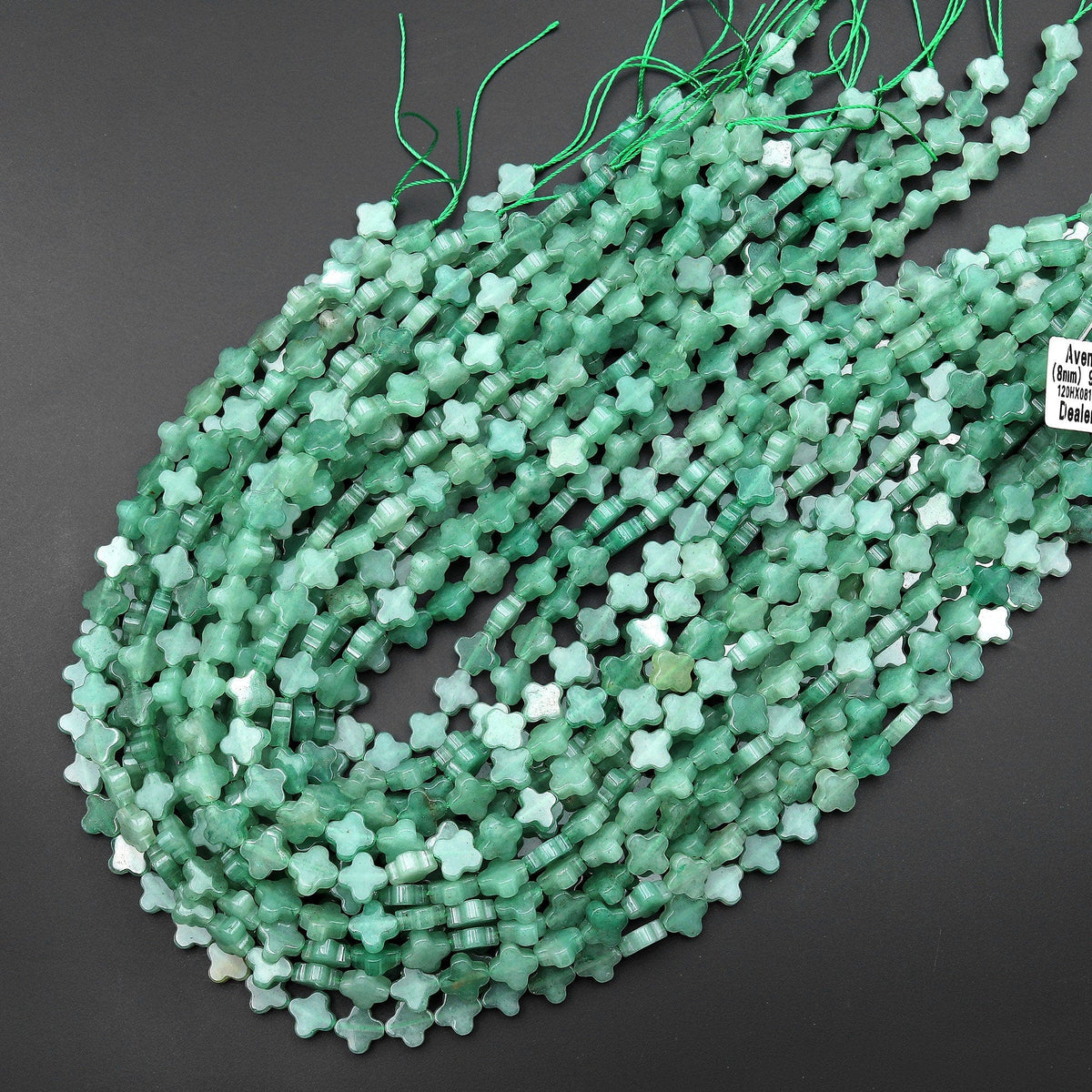 4 Four Leaf Clover Beads Natural Green Aventurine 8mm Hand Carved Flow ...