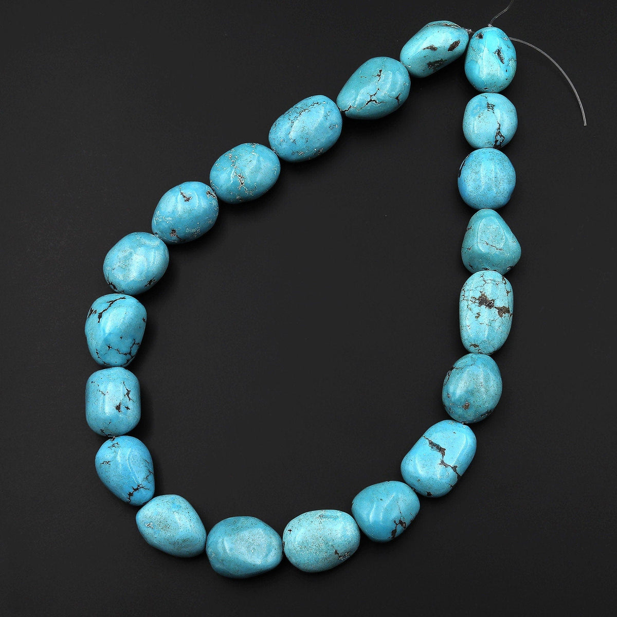 Genuine Natural Sky Blue Turquoise Nugget Beads 16mm 20mm 15.5" Strand ...
