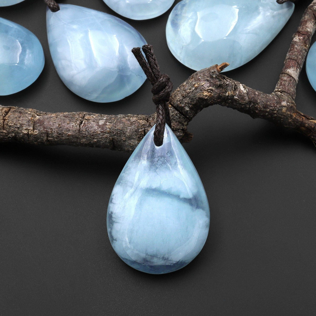 Large Translucent Natural Blue Aquamarine Teardrop Pendant Gemstone A4 ...