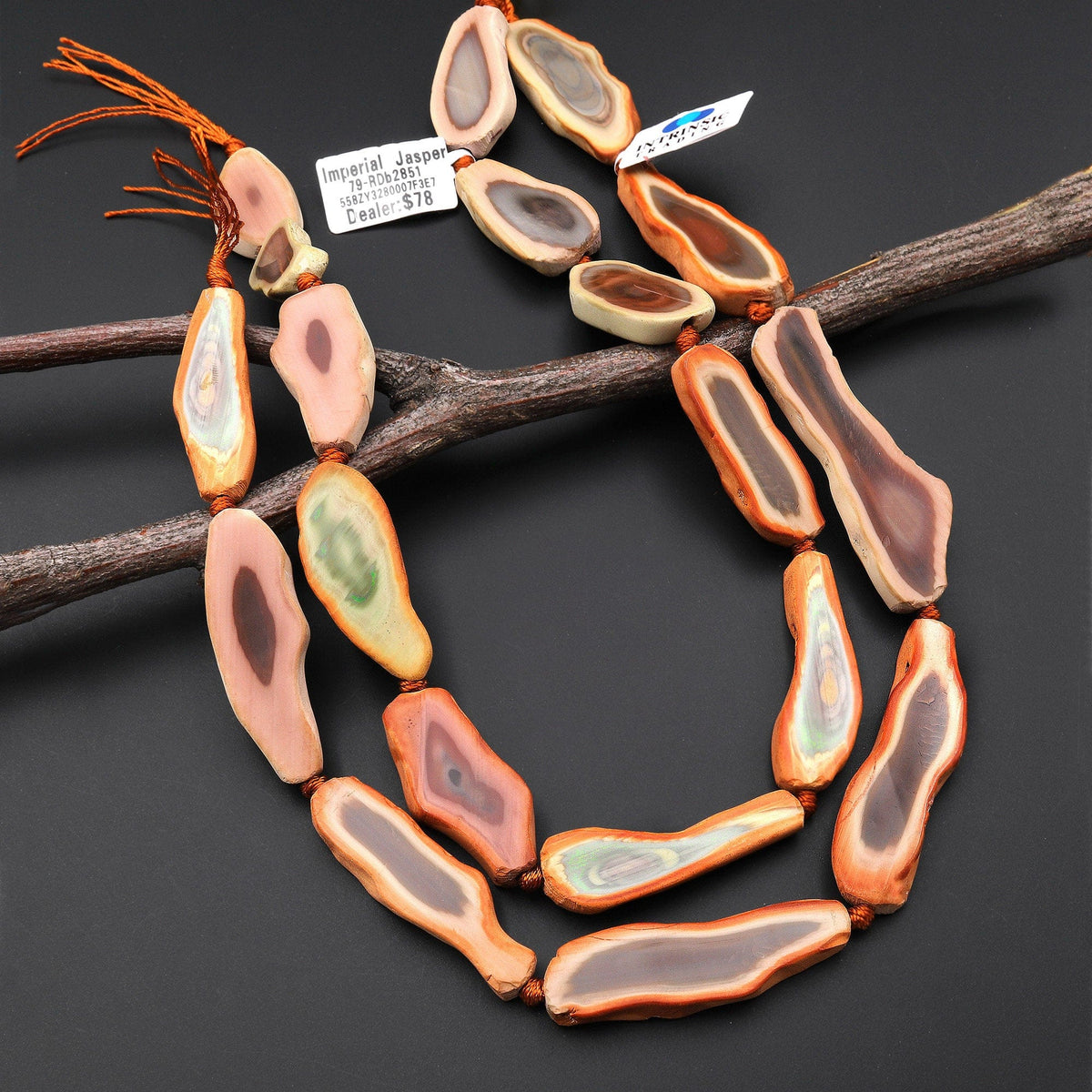 Rare Natural Mexican Imperial Jasper Beads Freeform Nodule Long Flat S ...