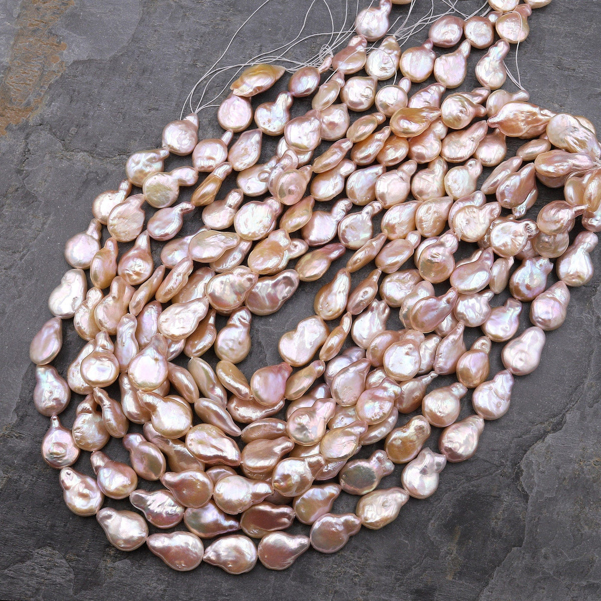 AAA Genuine Natural Pink Coin Pearl Brilliant Thick Nacre Real Freshwa ...