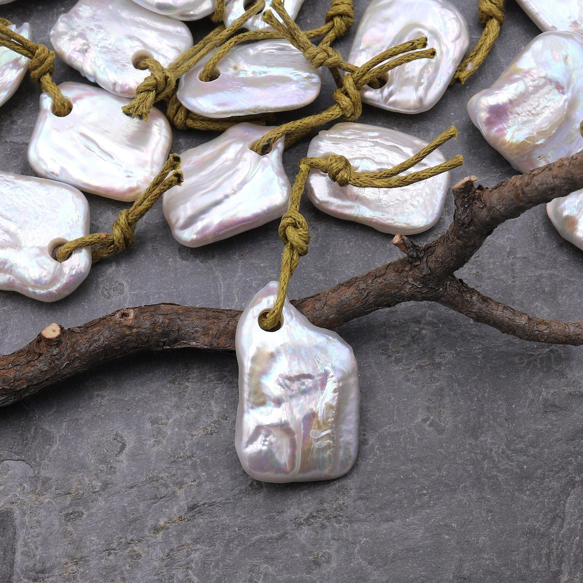 Drilled Genuine Natural Freshwater Freeform Square Rectangle Coin Pear ...