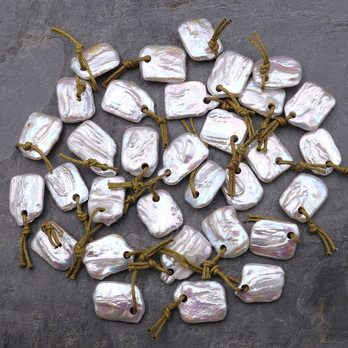 Drilled Genuine Natural Freshwater Freeform Square Rectangle Coin Pear ...