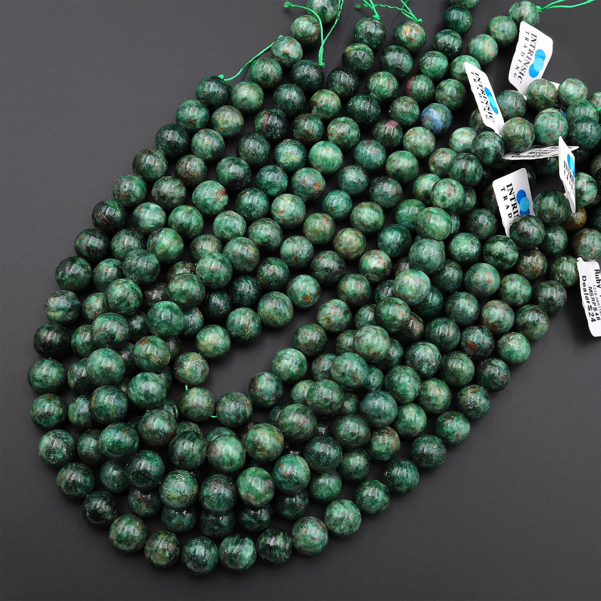 Natural Ruby Fuchsite Green Muscovite Mica Smooth Round Beads 12mm 14m ...