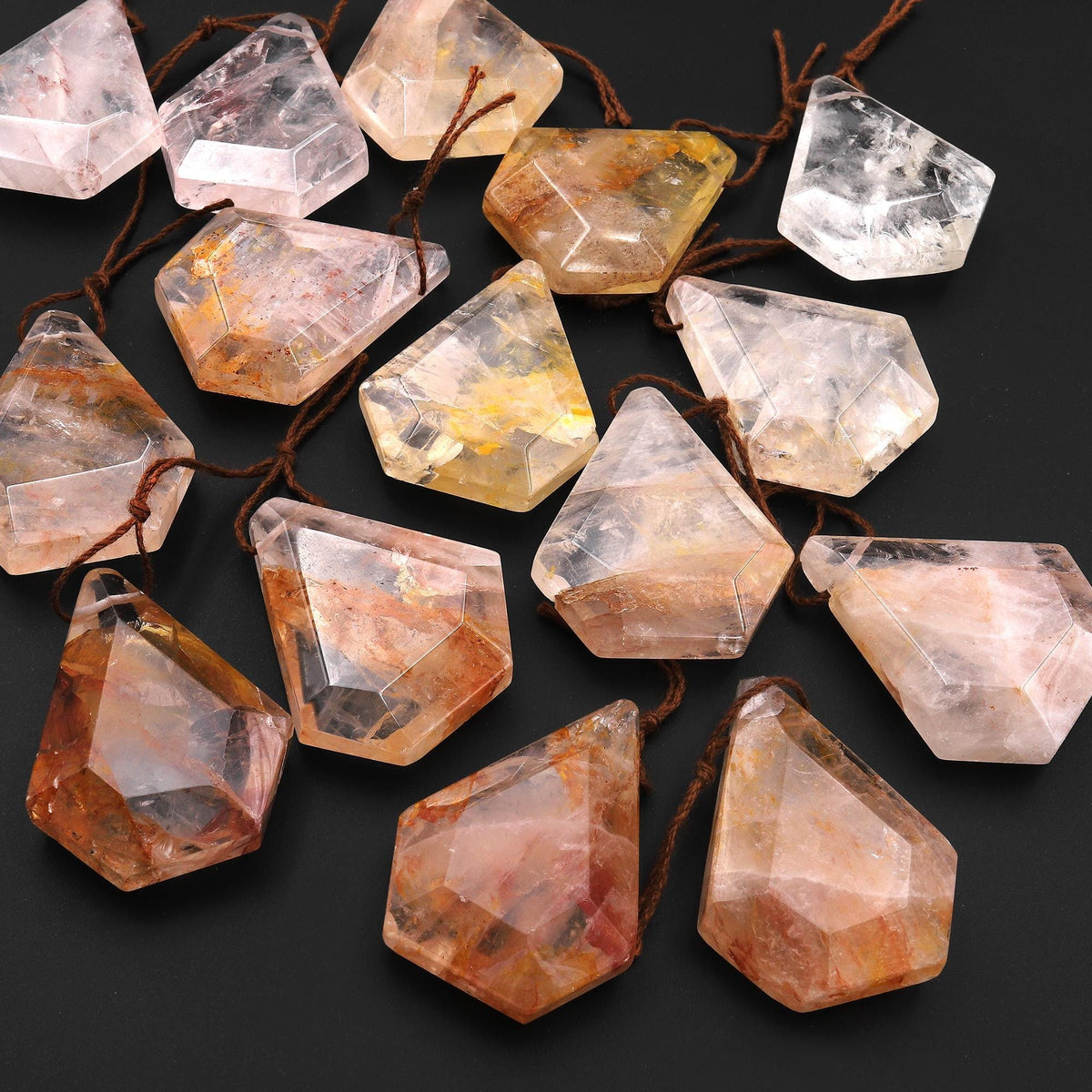 Faceted Natural Brazilian Quartz Faceted Elongated Pentagon Diamond Sh ...