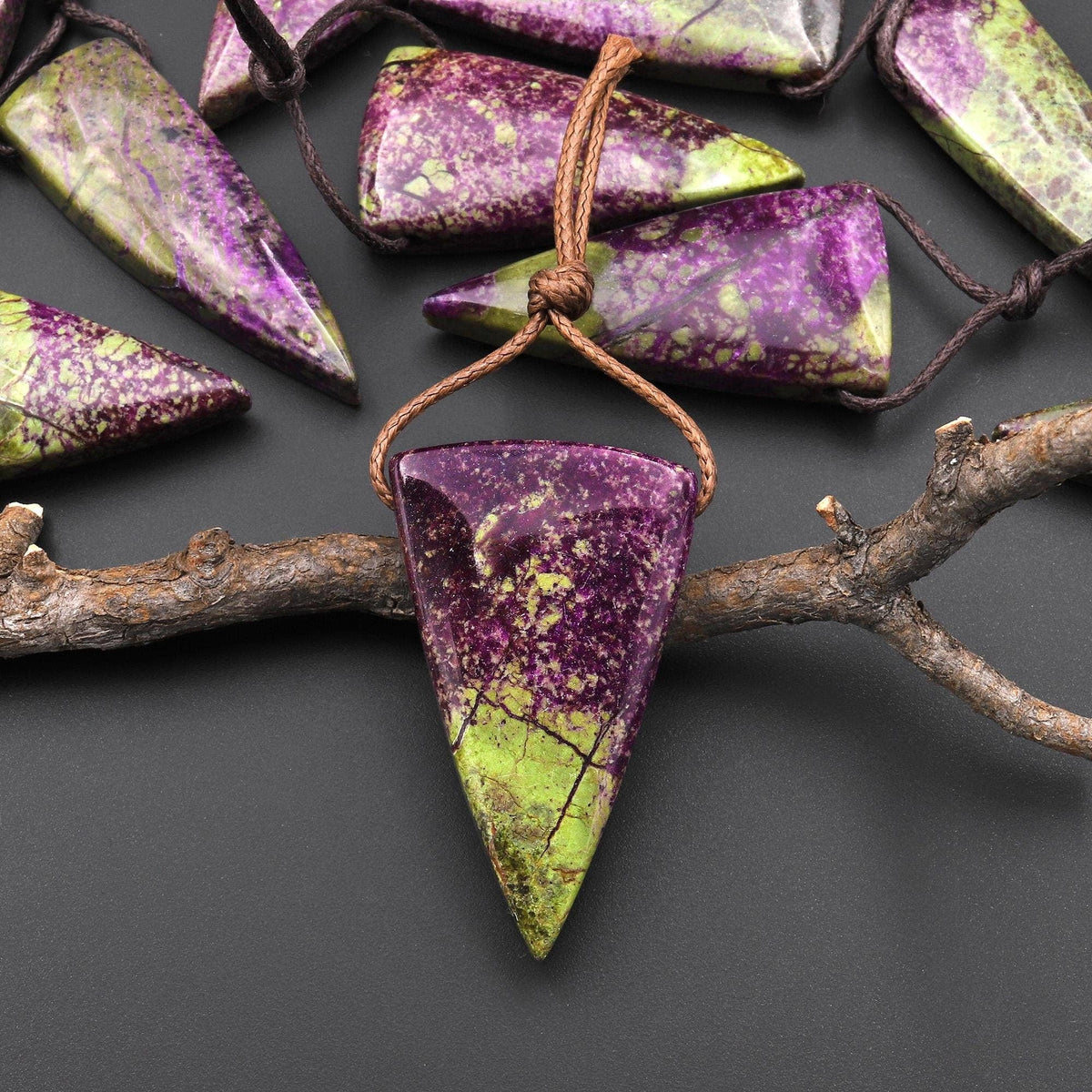 Natural Atlantisite Stichtite Triangle Dagger Pendant Side Drilled Gem ...